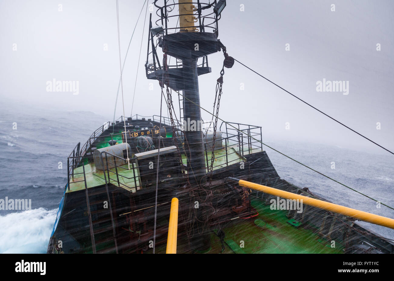 A ship in a storm and blizzard Stock Photo - Alamy