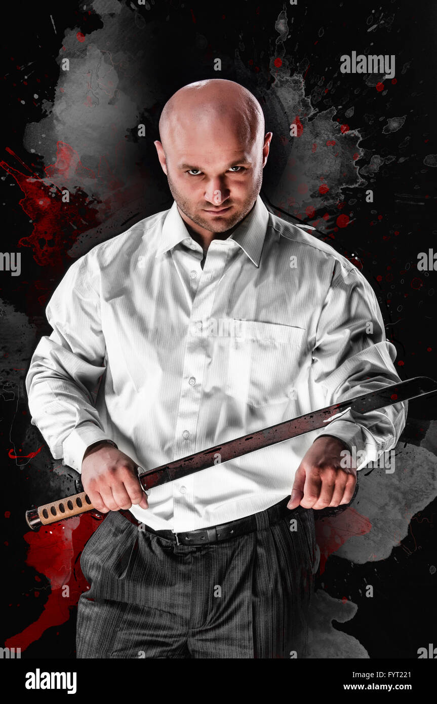 man with a Japanese sword Stock Photo - Alamy