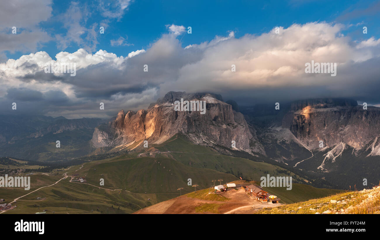 Panoramic view of Sella group mountain Stock Photo - Alamy