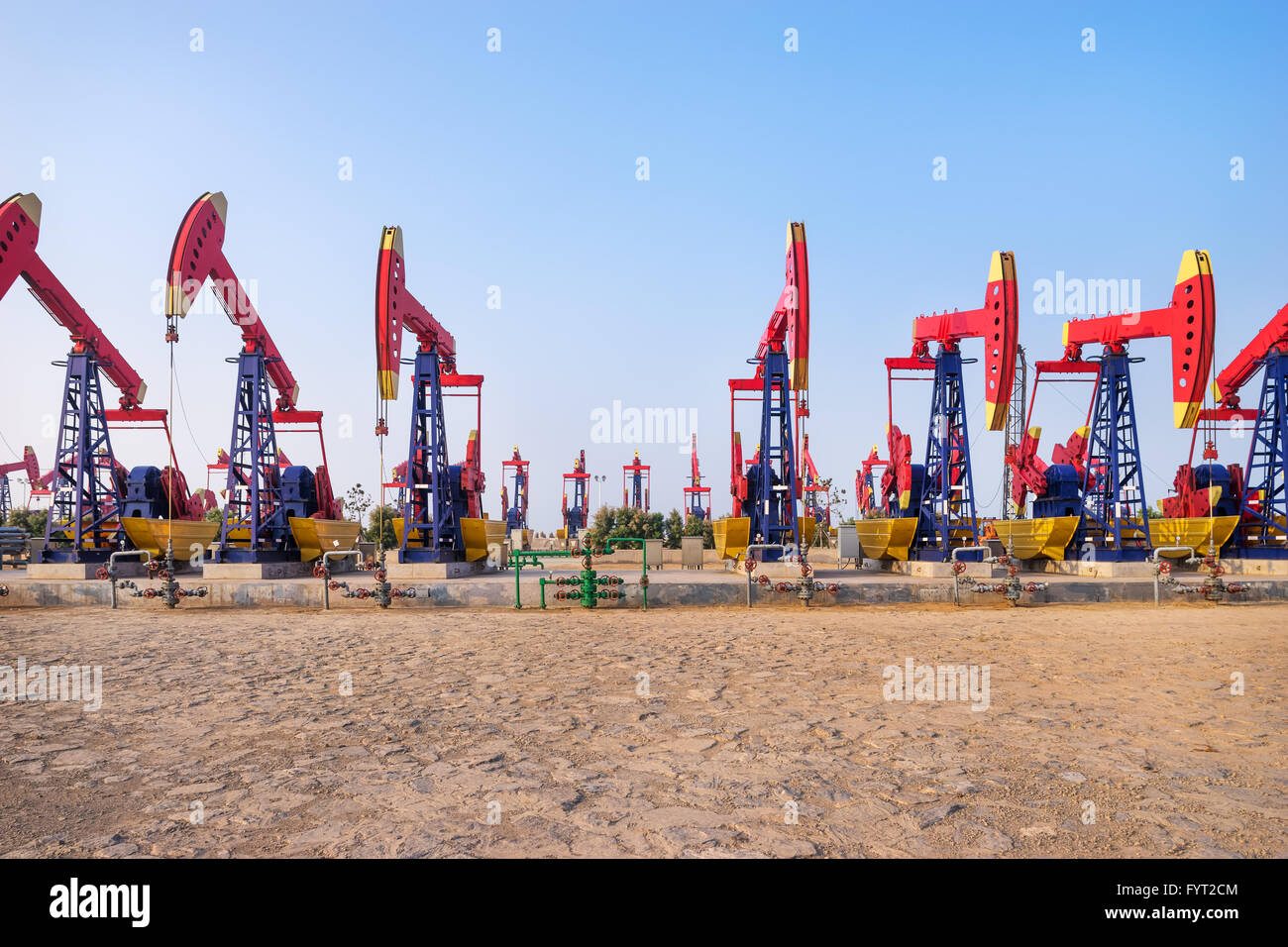oil-rig of oilfield day and night Stock Photo - Alamy