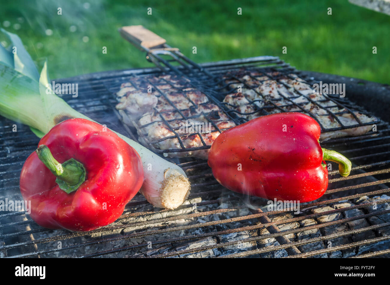 Meat cooking on grill hi-res stock photography and images - Alamy