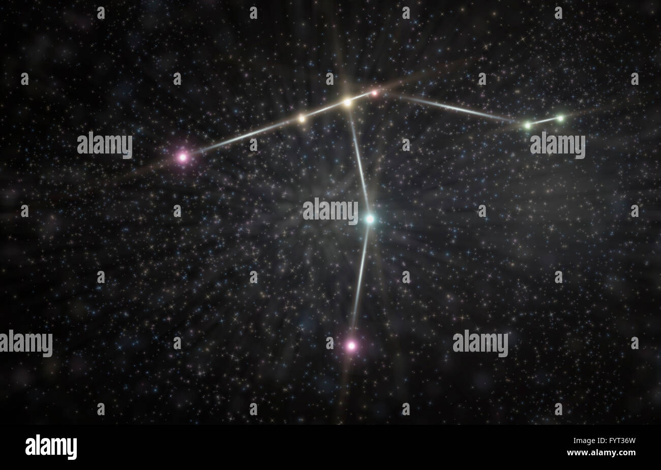 Aquila constellation zodiac 3D illustration with colorful stars Stock ...