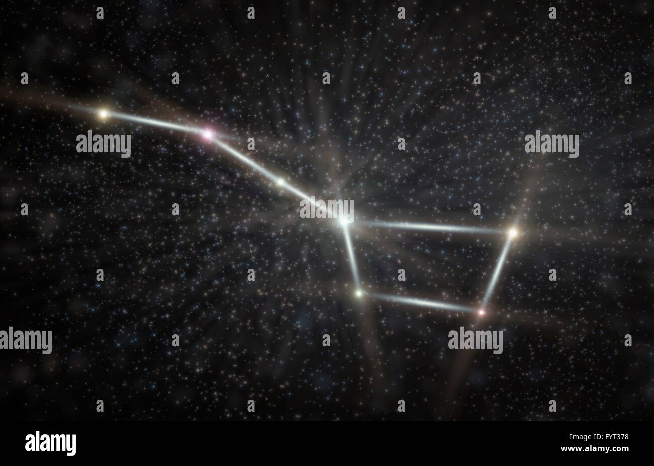 Big dipper constellation 3D illustration with colorful stars Stock ...