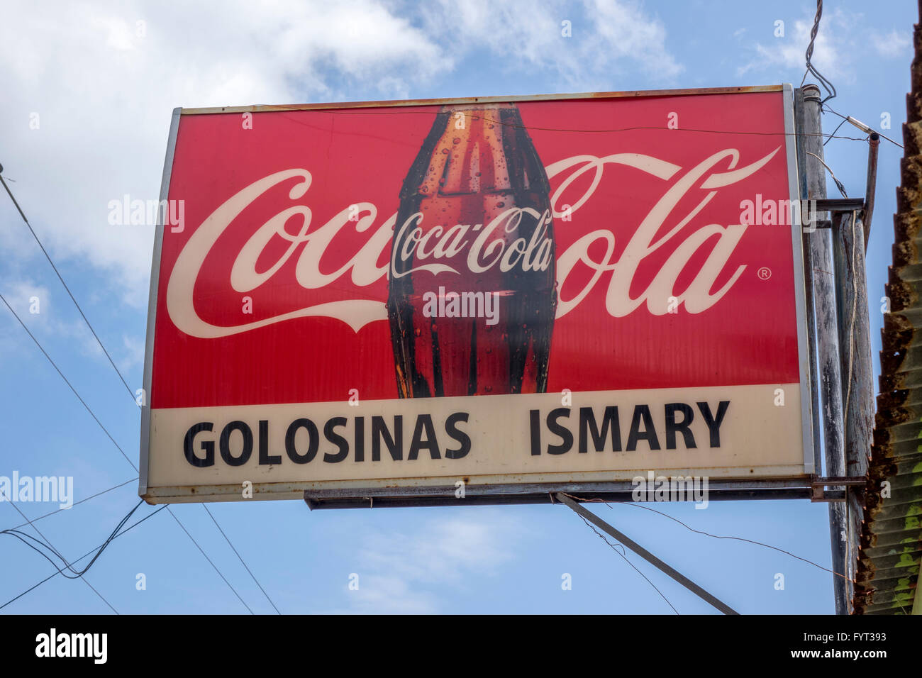 American Coca Cola Advertising Sign Outside A Shop In Trujillo Honduras ...
