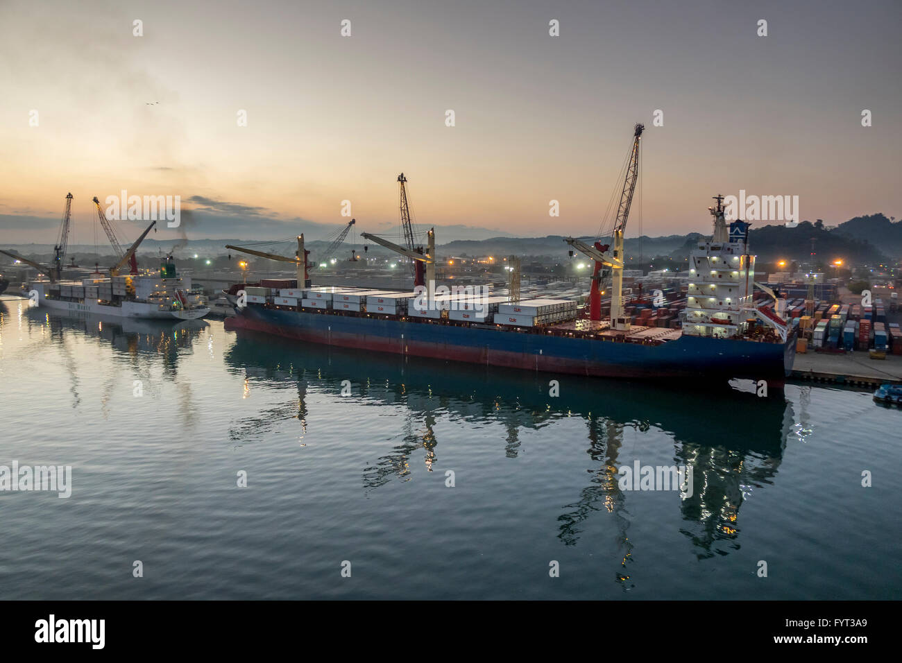 Early Morning Antwerp Trader Ship Loading In Santo Tomas De Castilla ...