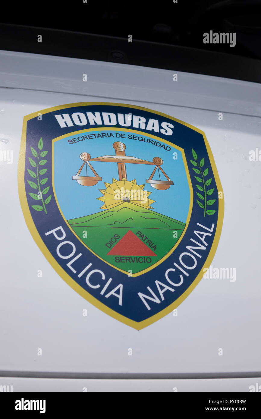 The Badge Insignia Of The National Police Of Honduras Painted On A ...