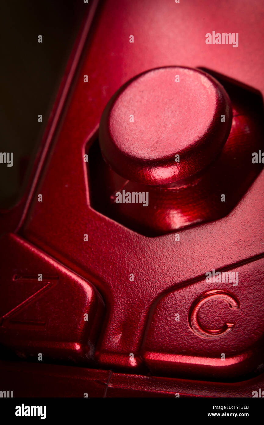 Macro extreme close up video game controller buttons and joy stick ...