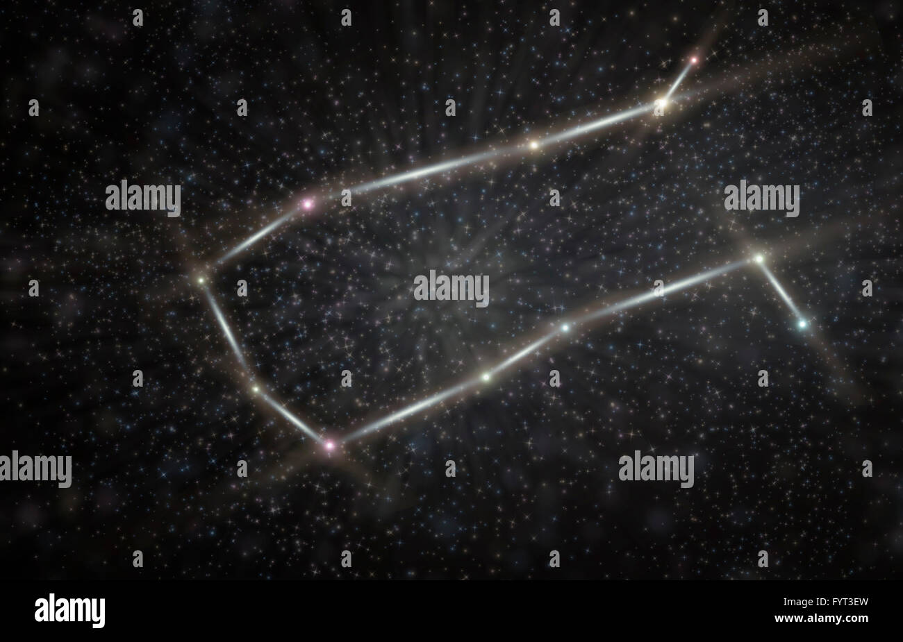 Gemini twins constellation 3D illustration with colorful stars Stock ...