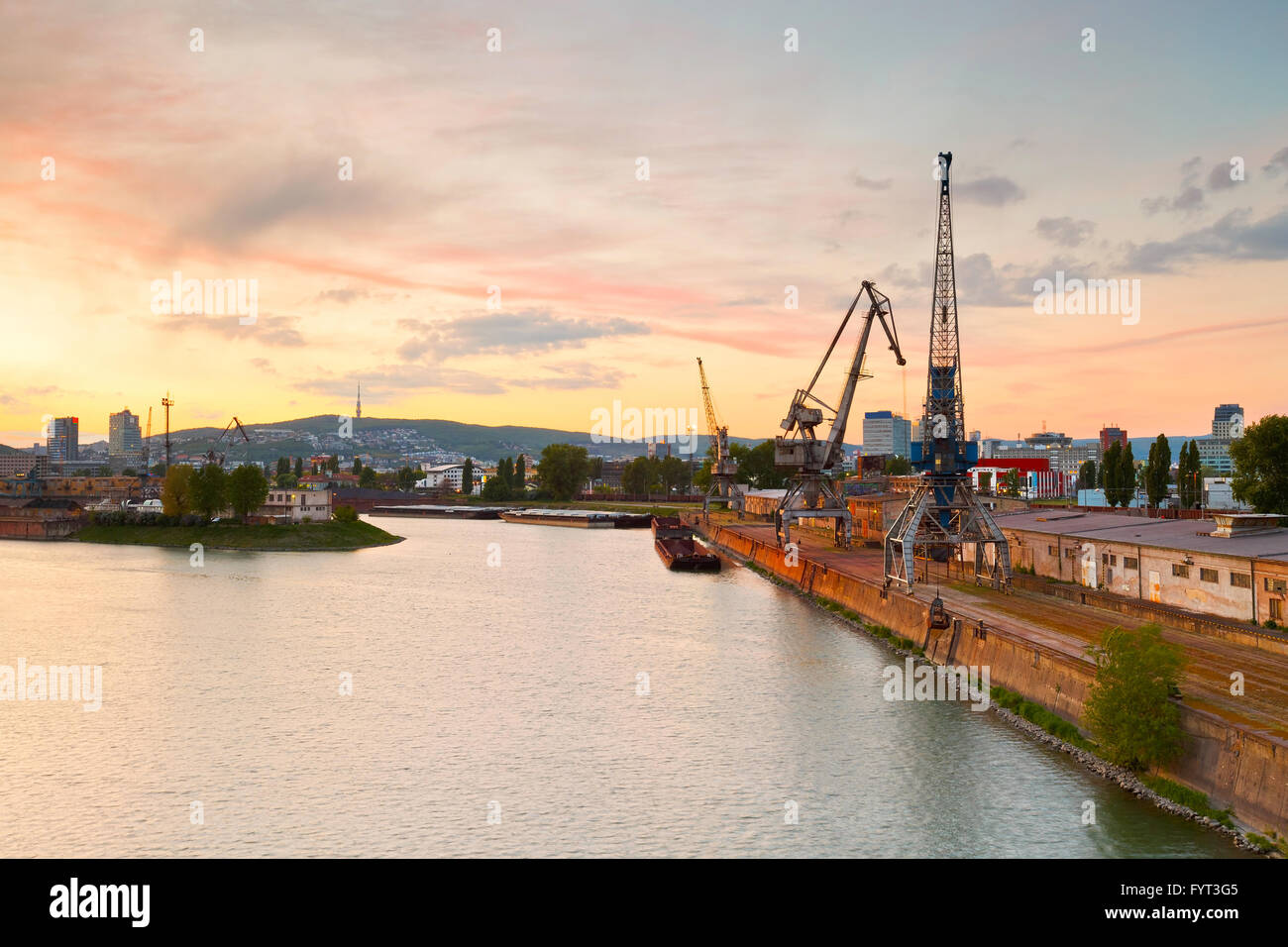 Harbour on river Danube in Bratislava city, Slovakia Stock Photo - Alamy