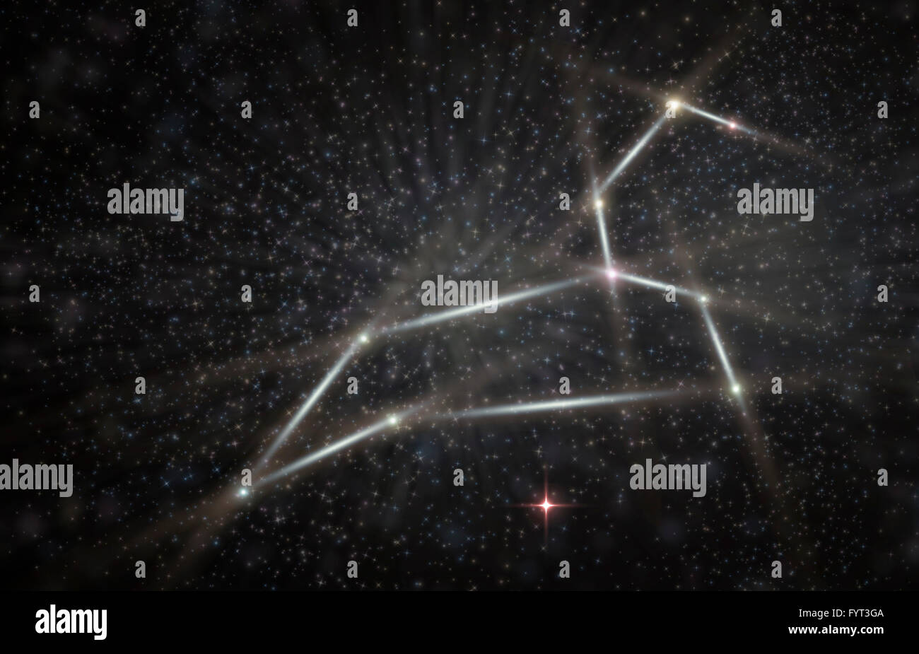 Leo lion constellation 3D illustration with colorful stars Stock Photo ...