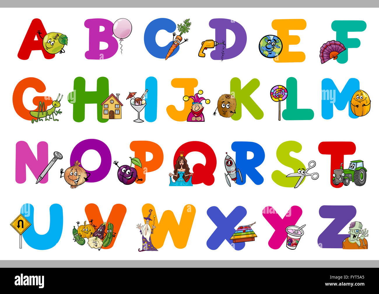 educational cartoon alphabet for kids Stock Photo - Alamy