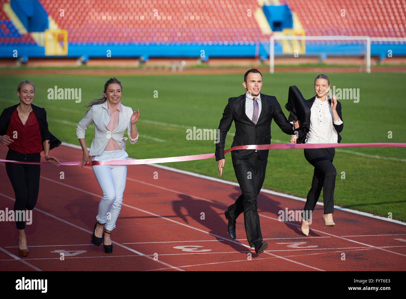 Business people racing on track hi-res stock photography and images - Alamy