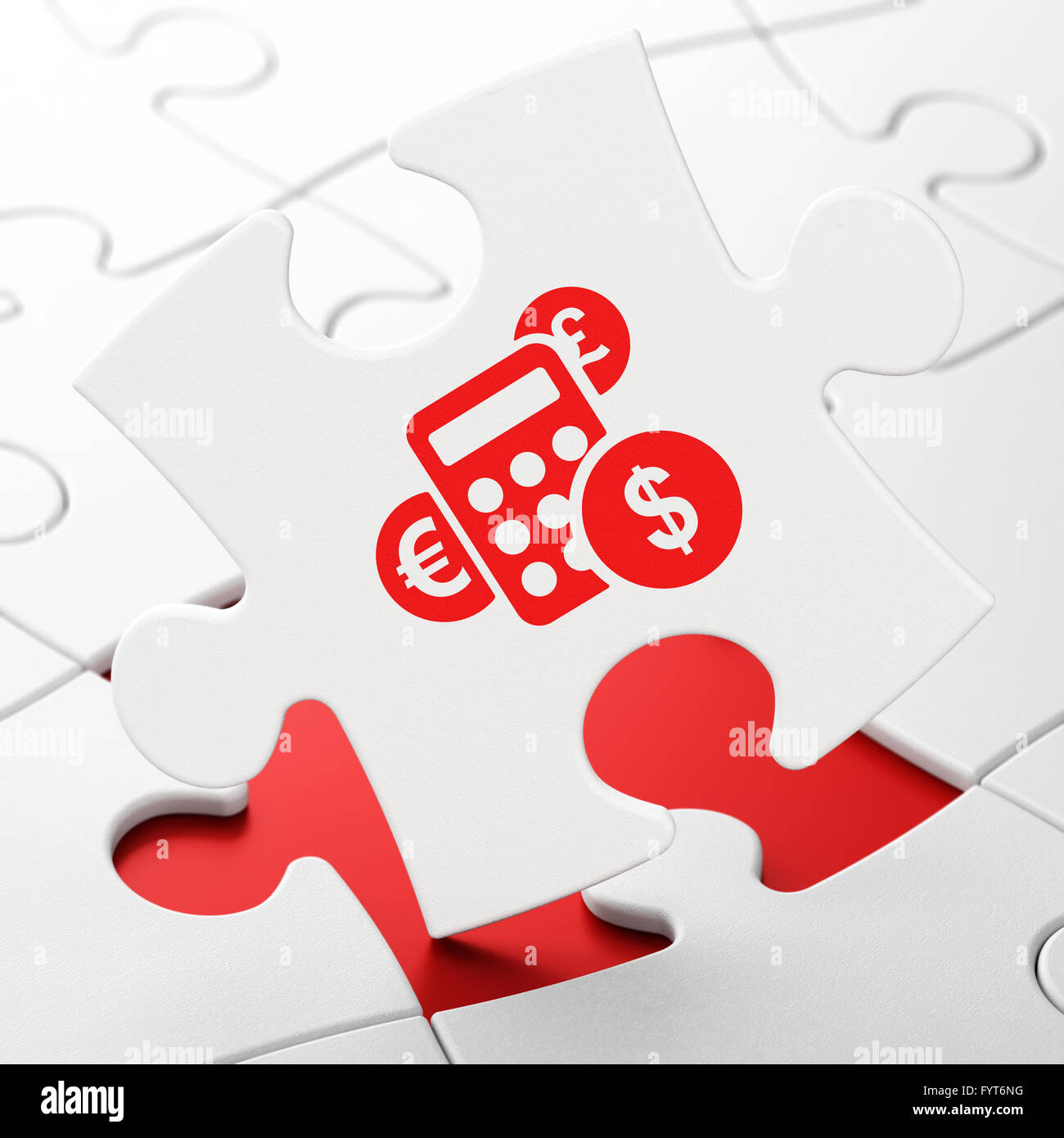 Advertising concept: Calculator on puzzle background Stock Photo - Alamy