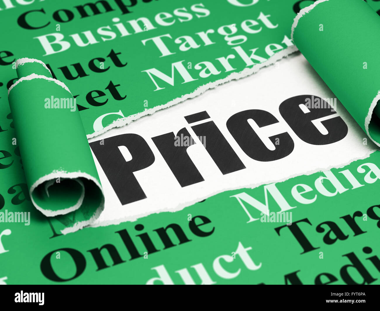 Marketing concept: black text Price under the piece of torn paper Stock ...