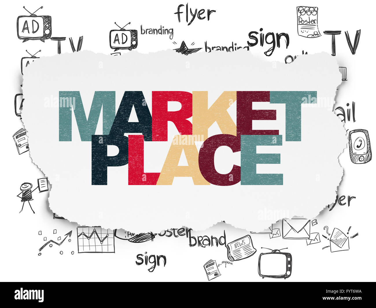 Marketing concept: Marketplace on Torn Paper background Stock Photo - Alamy