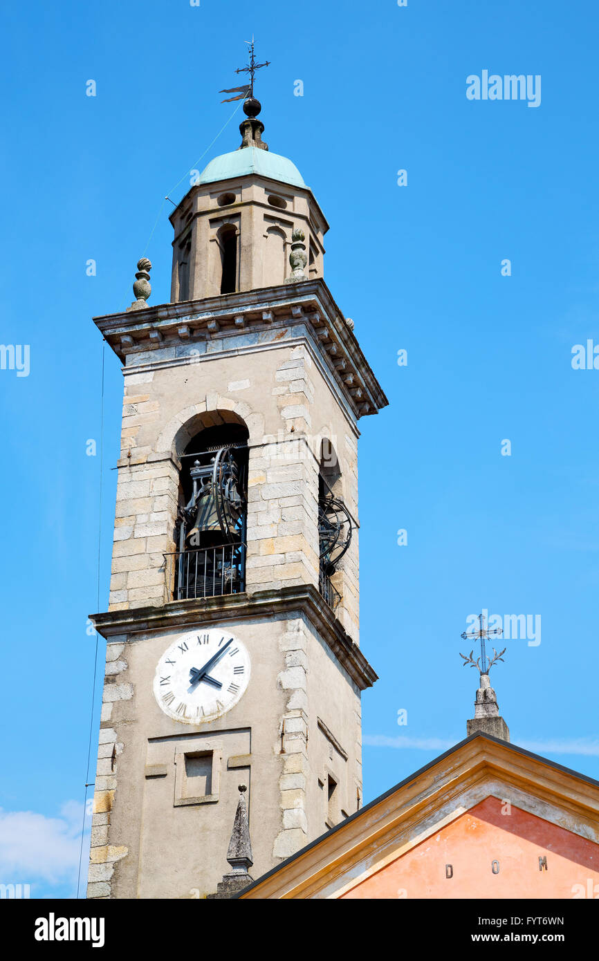 monument clock tower in italy old stone and bell Stock Photo - Alamy