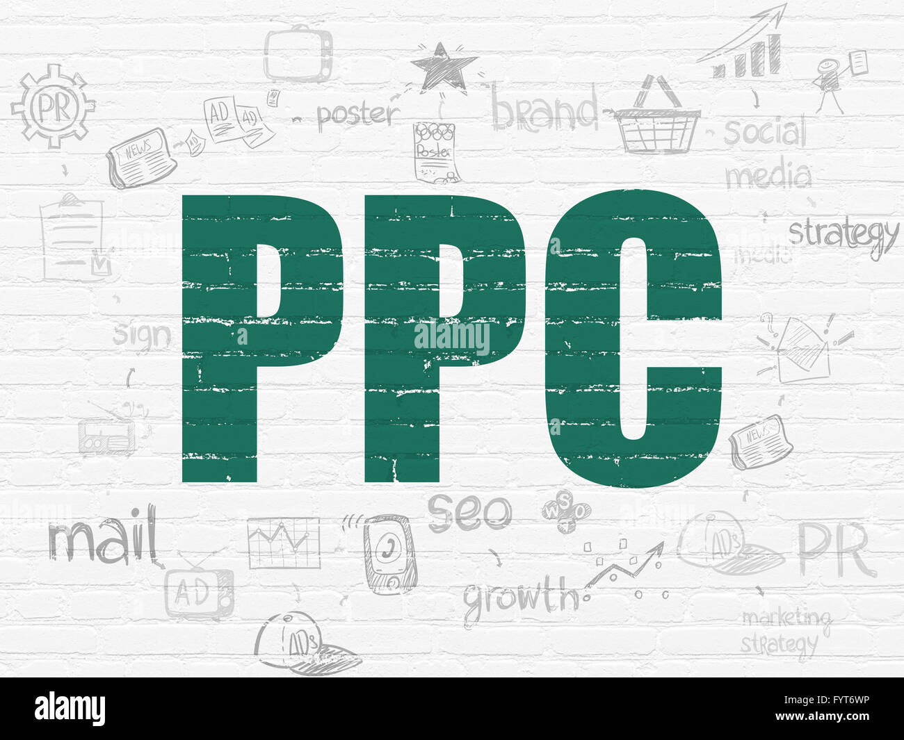 Marketing concept: PPC on wall background Stock Photo - Alamy