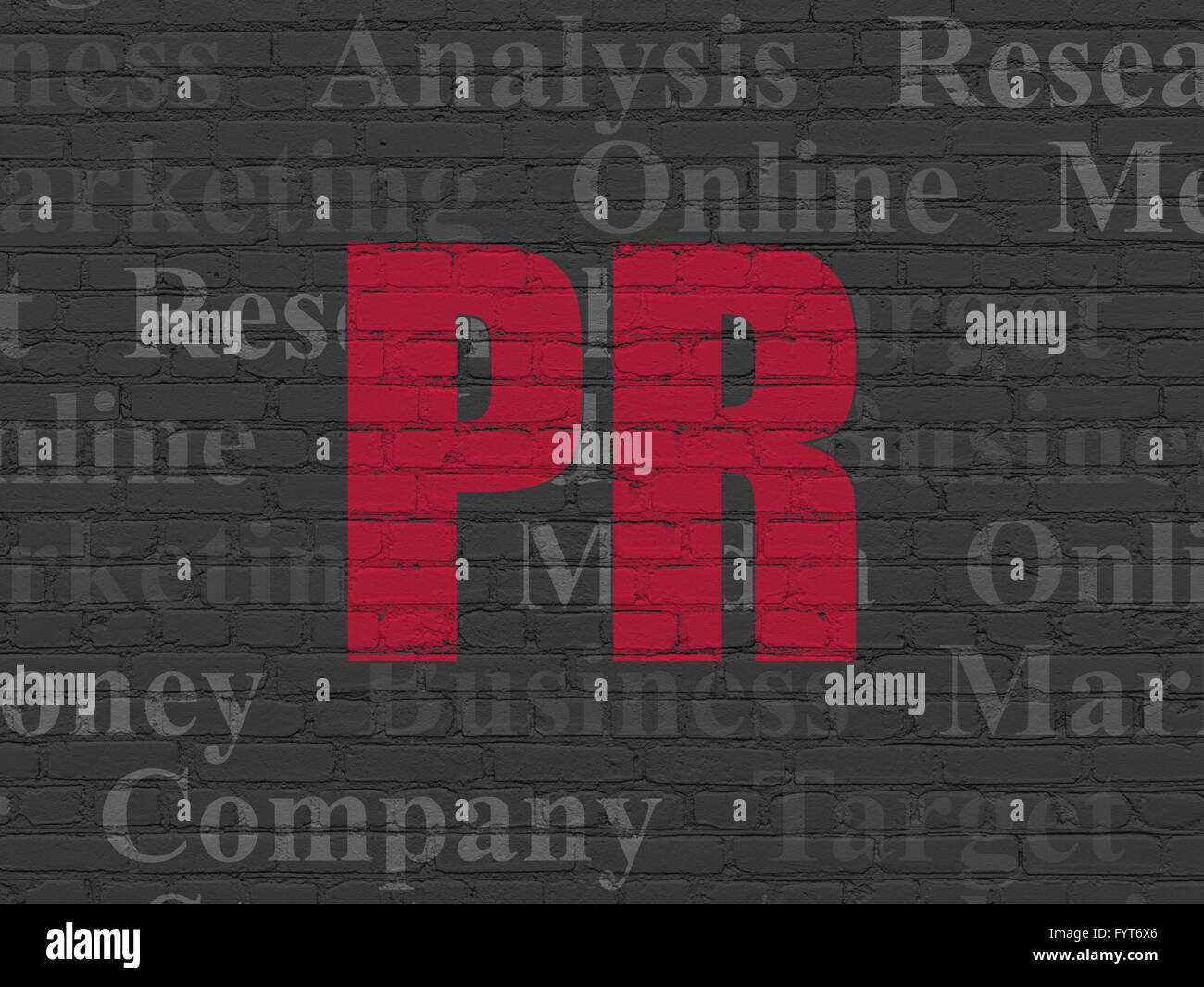 Marketing concept: PR on wall background Stock Photo - Alamy
