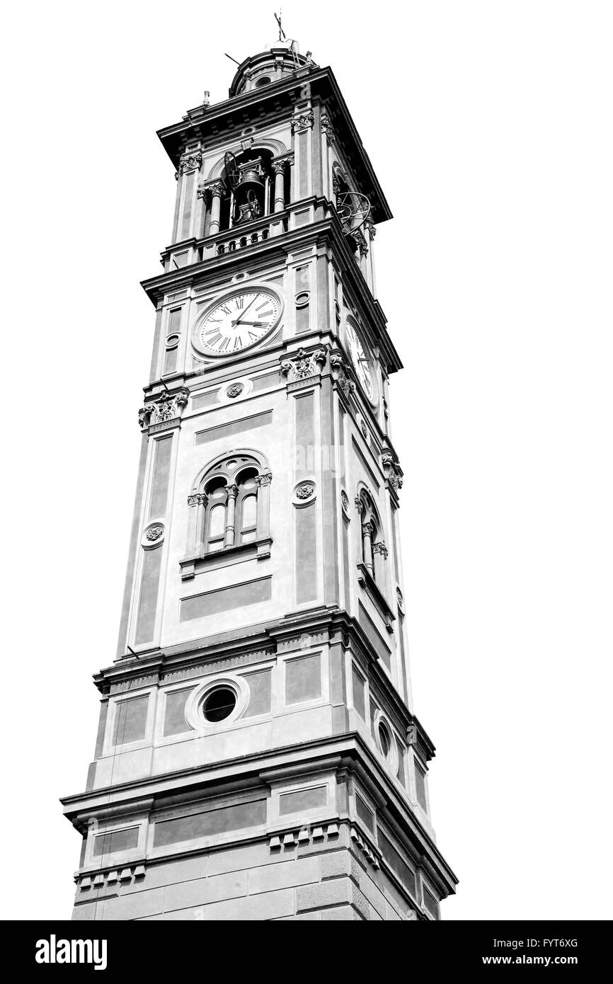monument clock tower in italy europe old stone and bell Stock Photo - Alamy