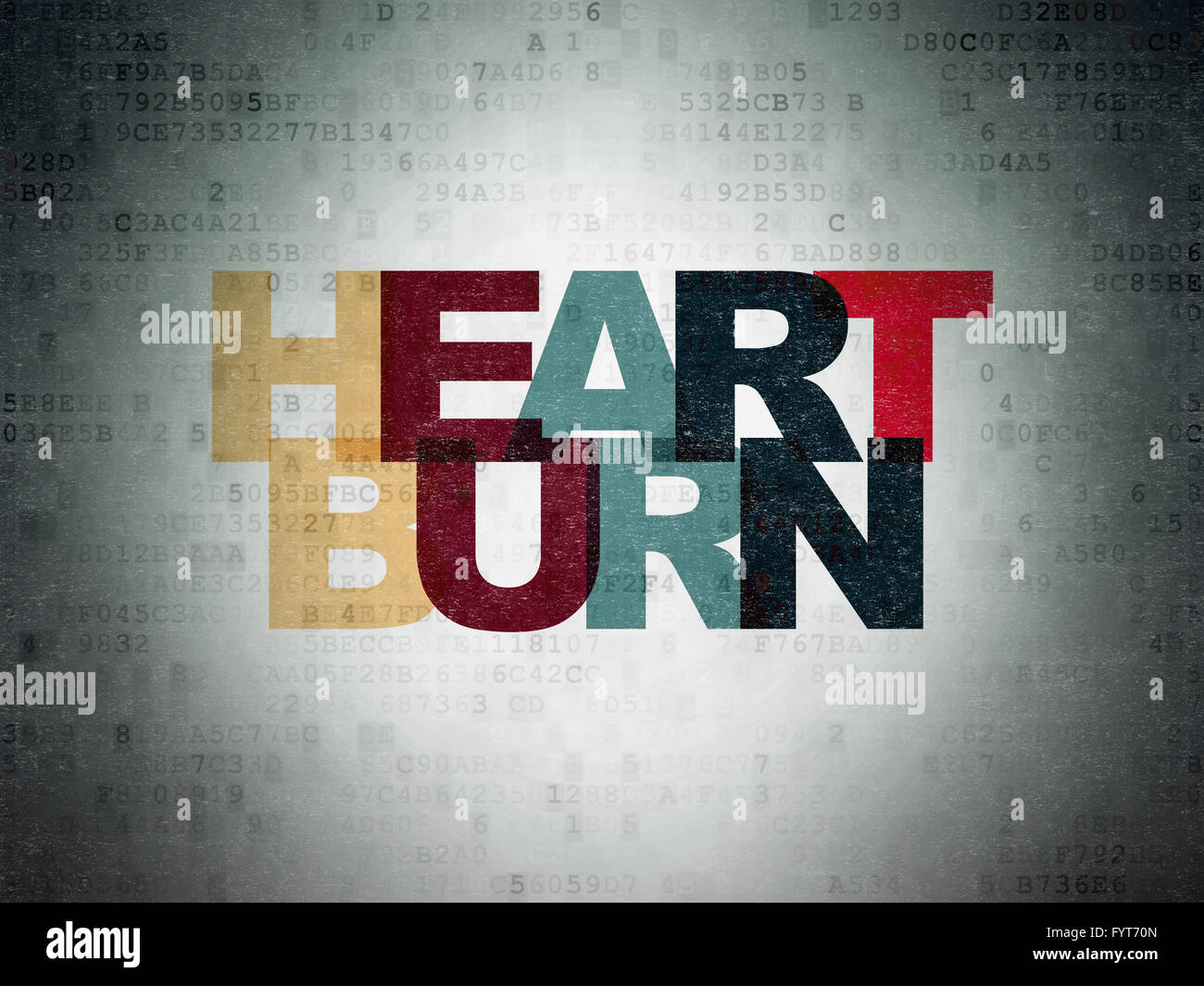 Healthcare concept: Heartburn on Digital Data Paper background Stock ...