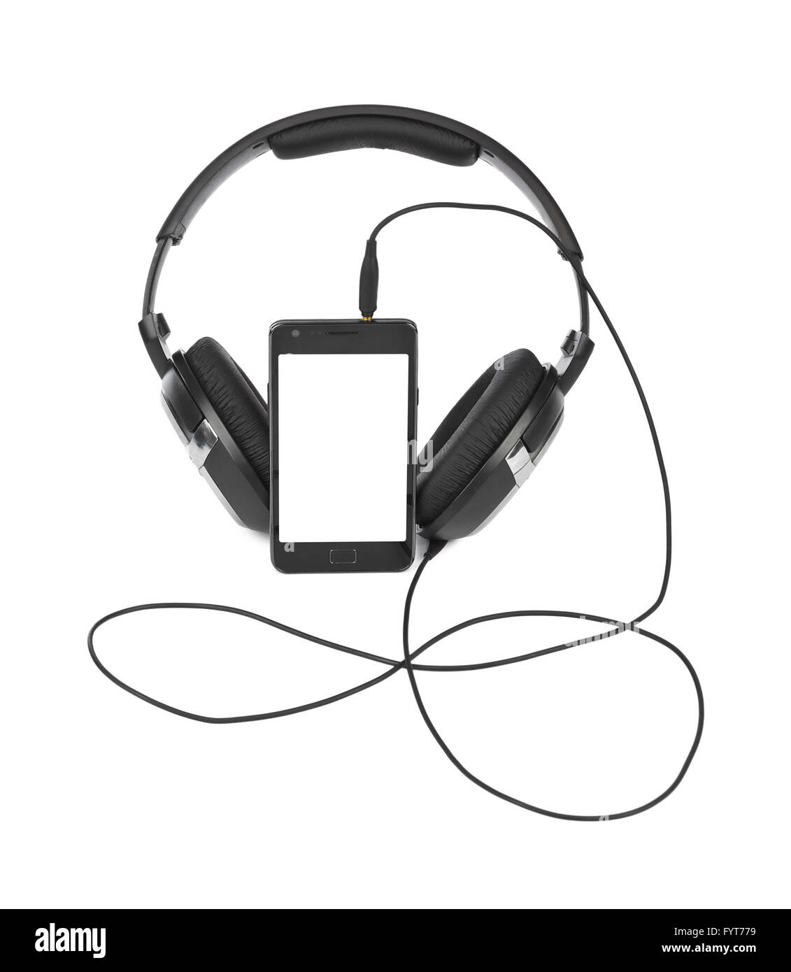 Mobile phone and headphones Stock Photo - Alamy