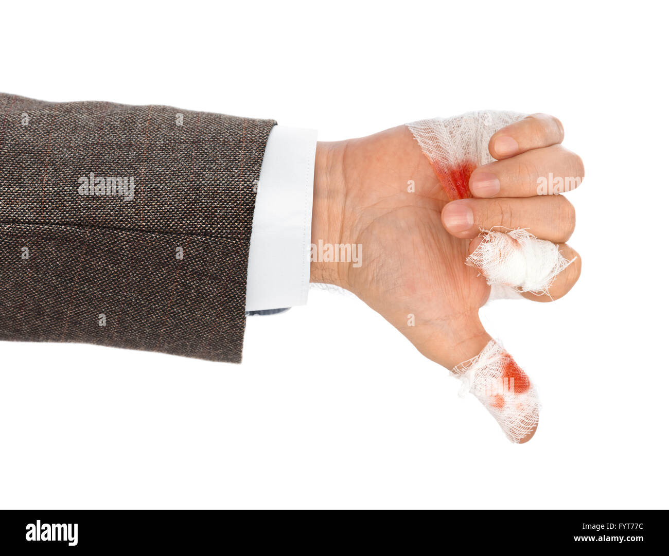 Hand thumb with blood and bandage Stock Photo - Alamy