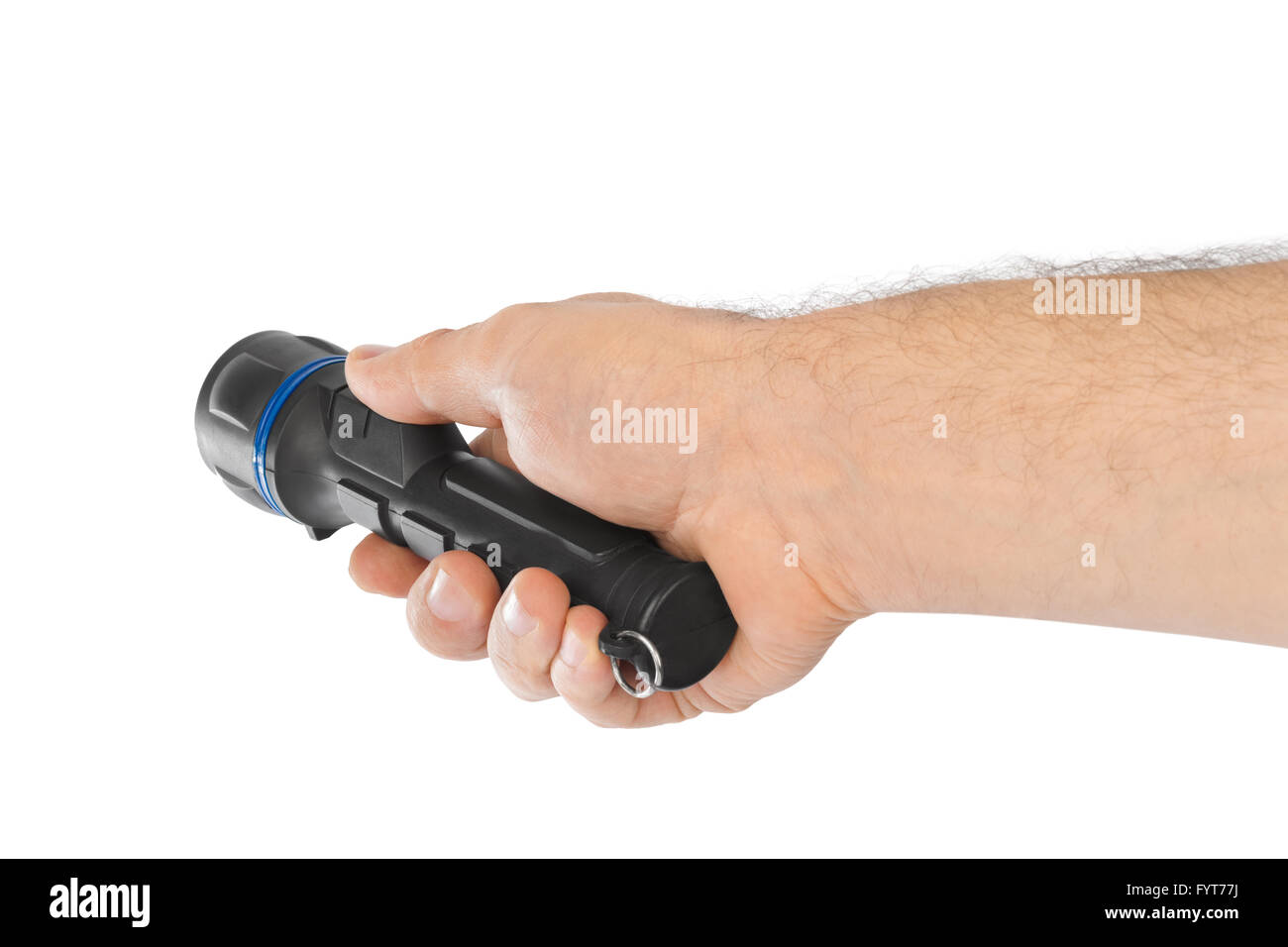 Flashlight in hand Stock Photo - Alamy