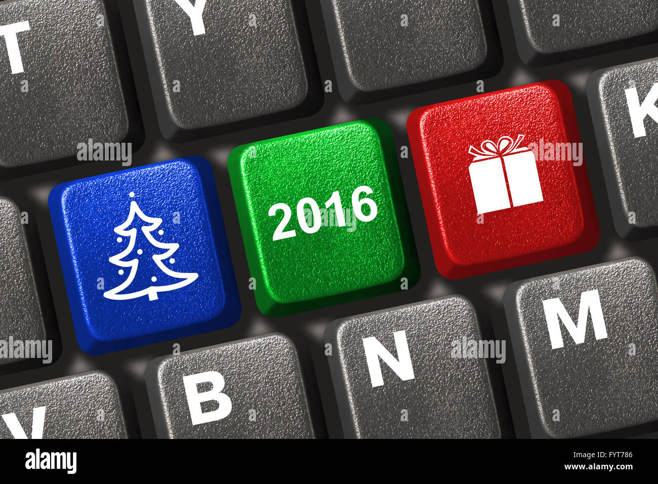 Computer keyboard with Christmas keys Stock Photo - Alamy