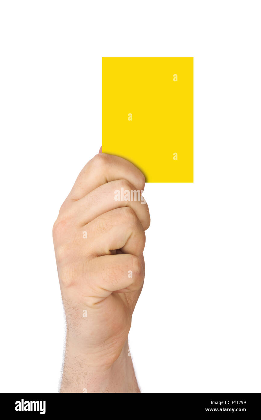 Hand holding a yellow card Stock Photo - Alamy