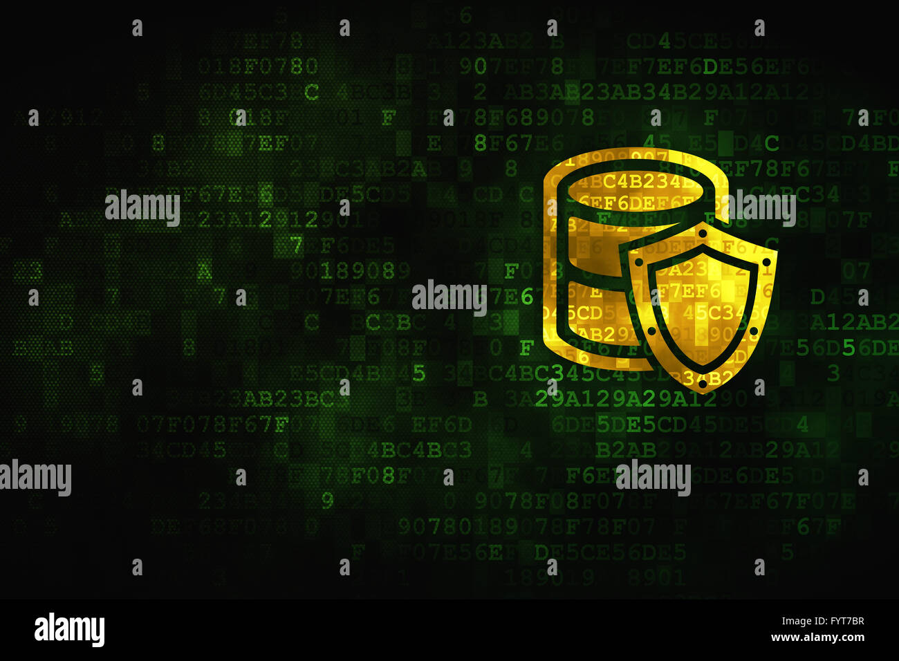 Programming concept: Database With Shield on digital background Stock ...