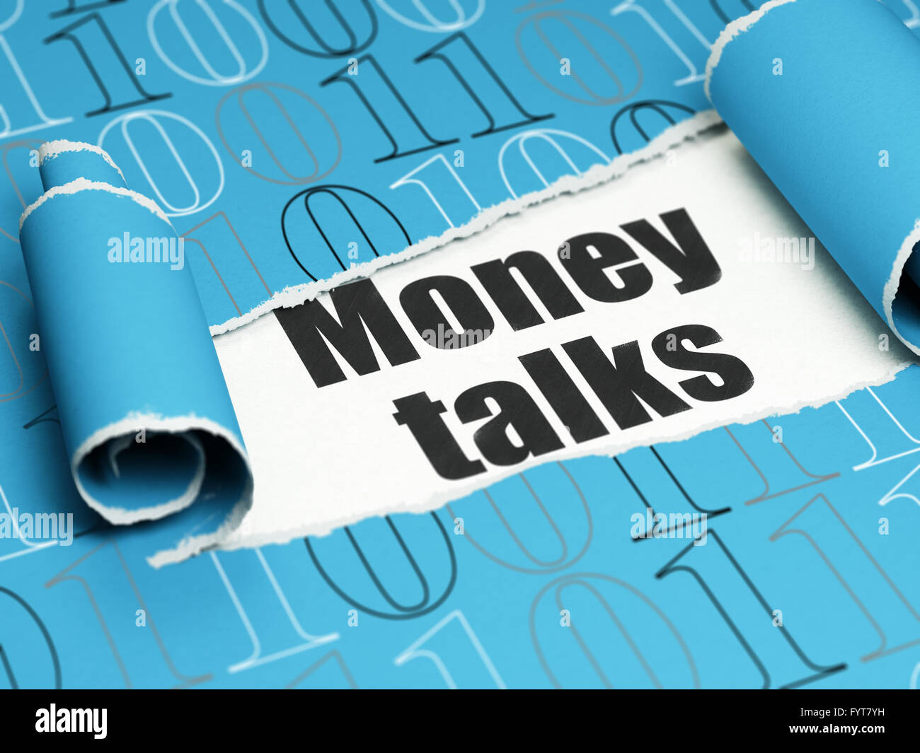 Finance concept: black text Money Talks under the piece of torn paper ...