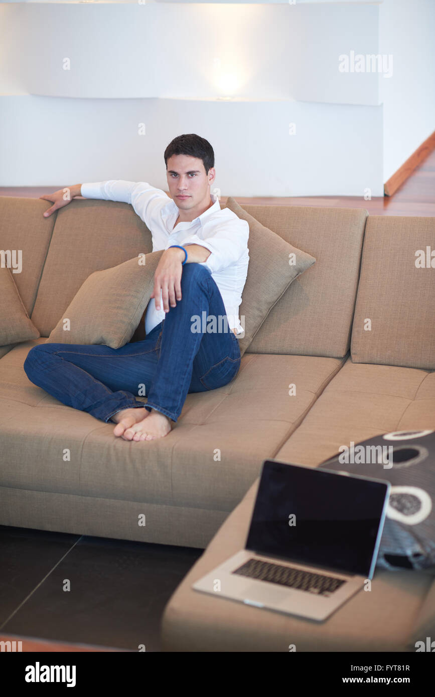 working on laptop computer from home Stock Photo - Alamy