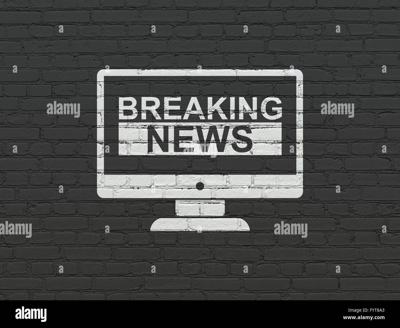News concept: Breaking News On Screen on wall background Stock Photo ...