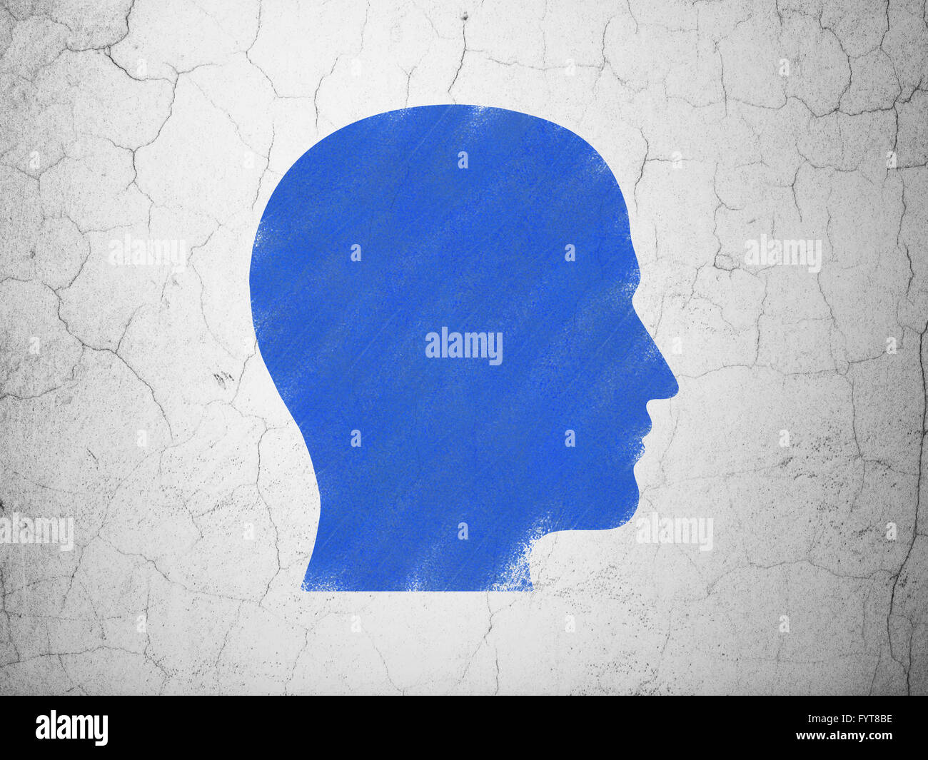 Learning concept: Head on wall background Stock Photo - Alamy