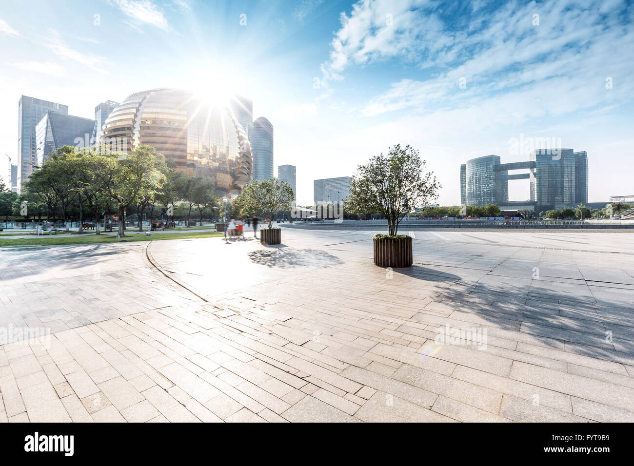 skyline and landscape of empty square and moder buildings Stock Photo ...