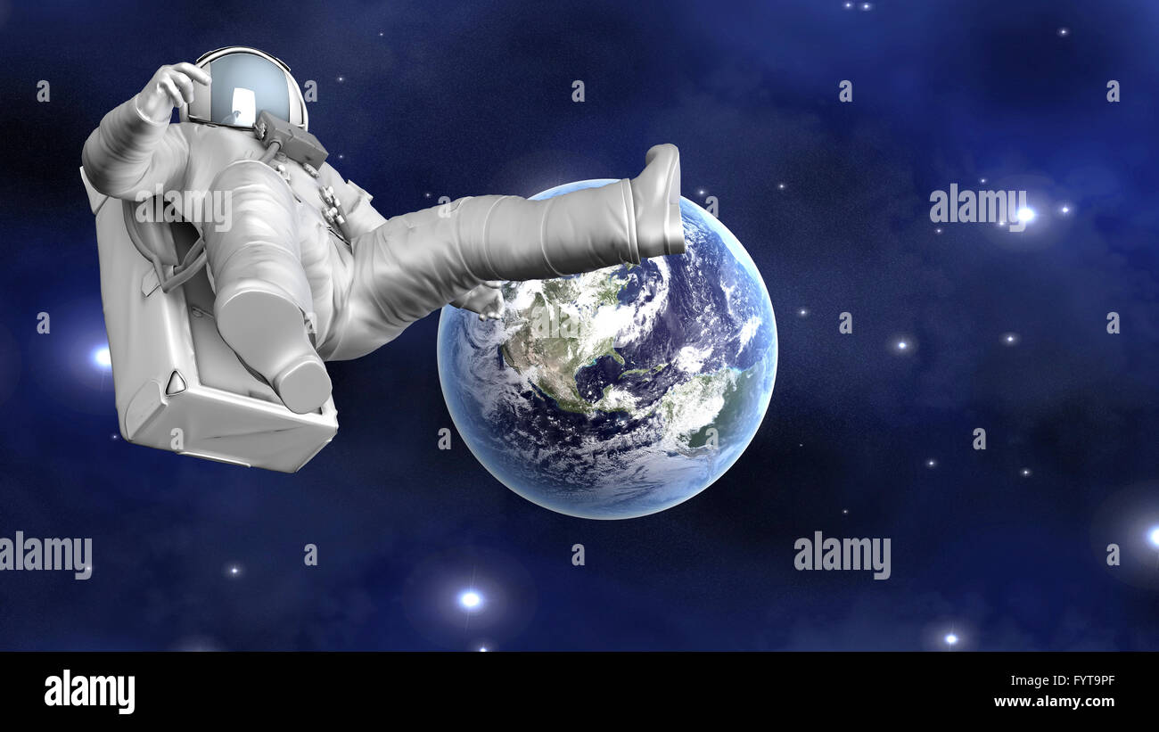 Astronaut floating far from Earth Stock Photo - Alamy