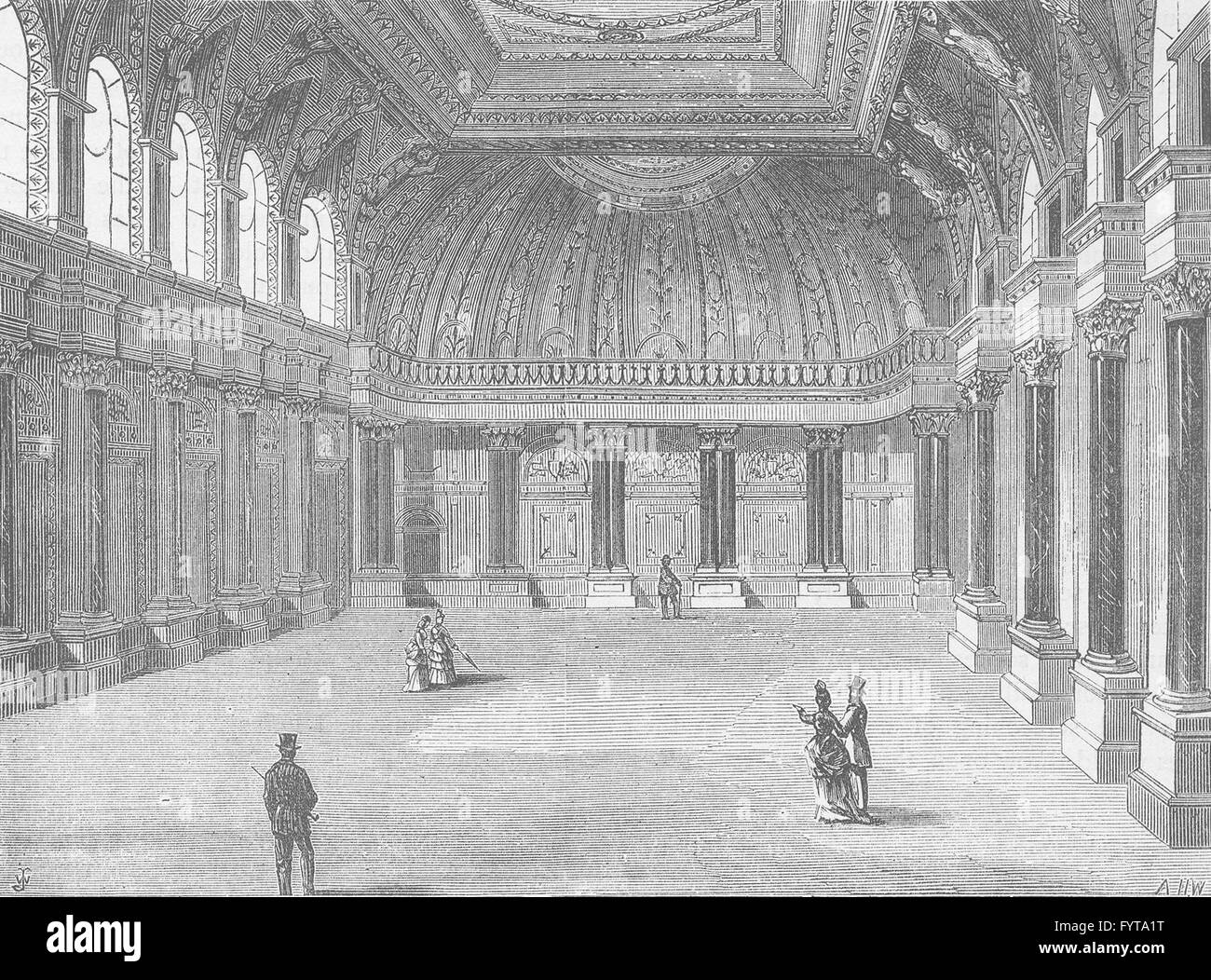 THROGMORTON STREET: Interior of Drapers' Hall. London, antique print ...