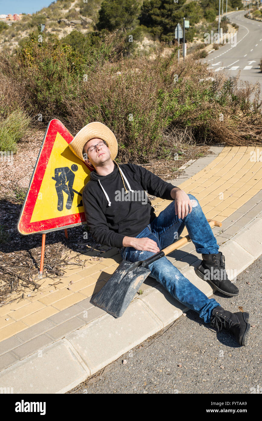 Shovel worker sign hi-res stock photography and images - Alamy