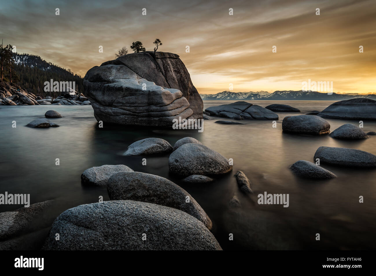 Sunset at Bonsai Rock in Lake Tahoe, Nevada Stock Photo - Alamy