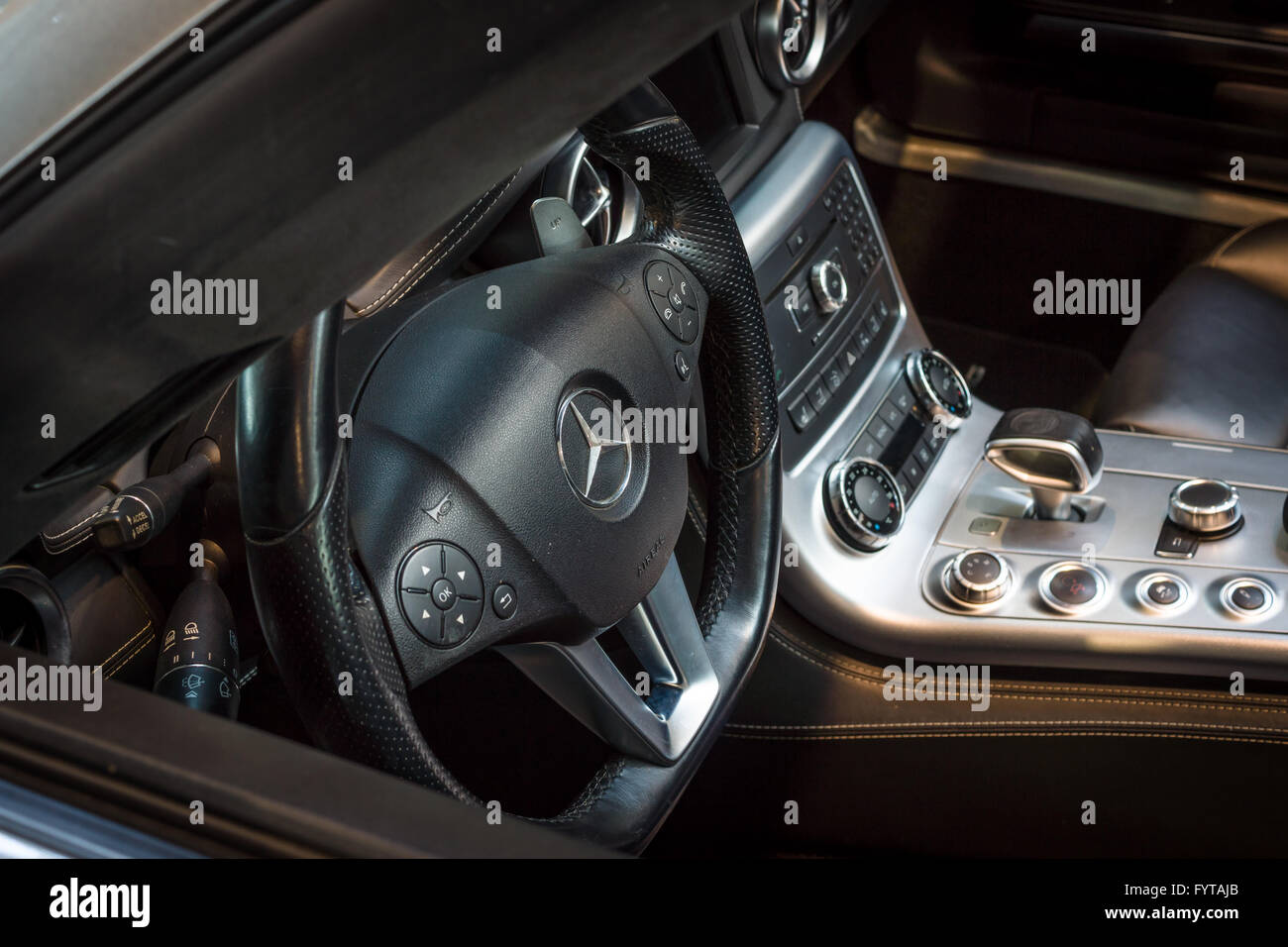 Cabin of supercar Mercedes-Benz SLS AMG (R197), 2012 Stock Photo - Alamy