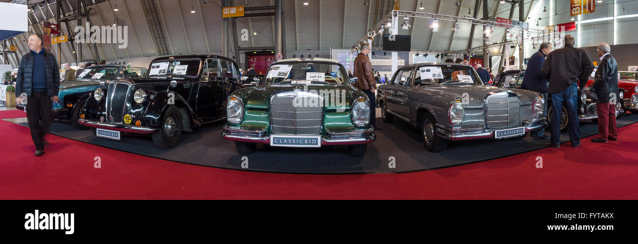 Panoramic view of the vintage models of Mercedes-Benz cars Stock Photo ...