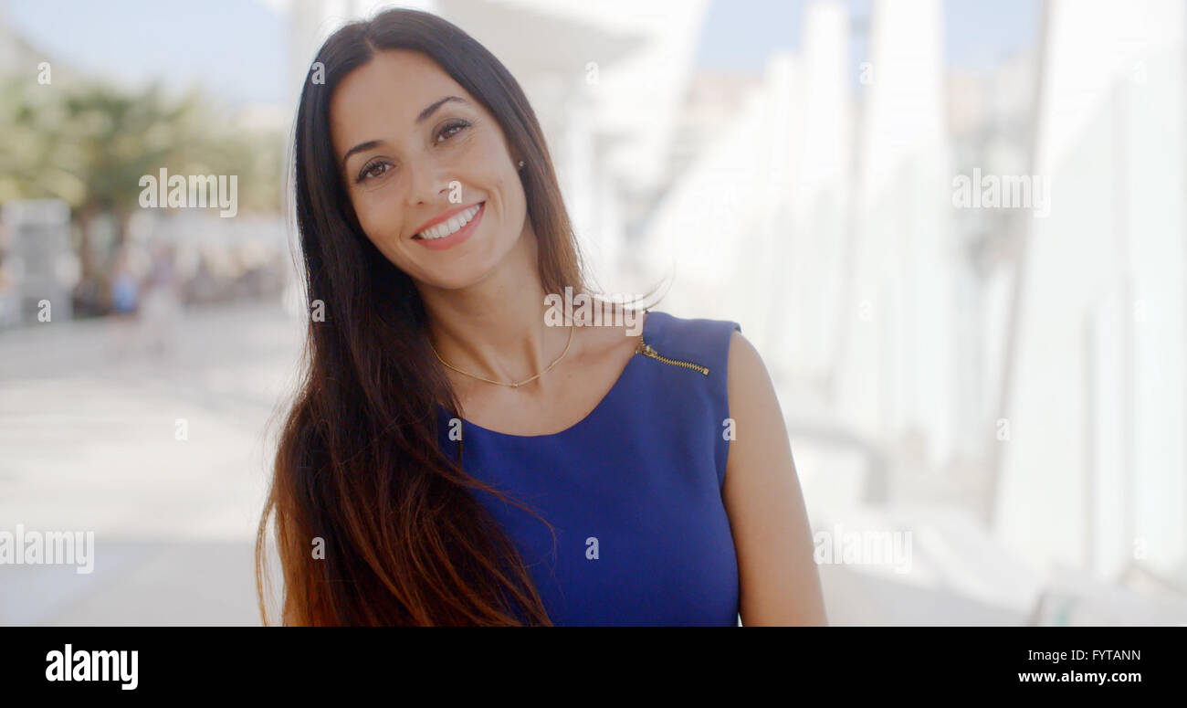 Pretty friendly young brunette woman Stock Photo - Alamy Pretty friendly young brunette woman Stock Photo - Alamy