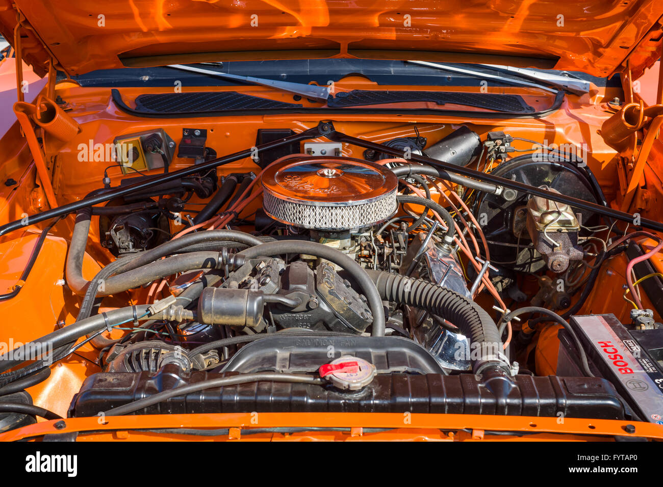 Engine of Dodge Charger close-up, 1974 Stock Photo - Alamy
