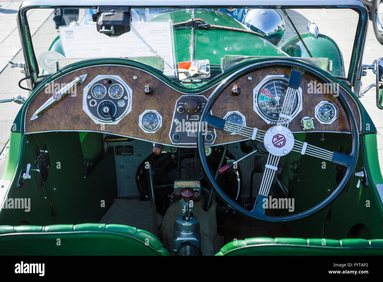 Cabin of a sports car MG PA, 1935 Stock Photo - Alamy