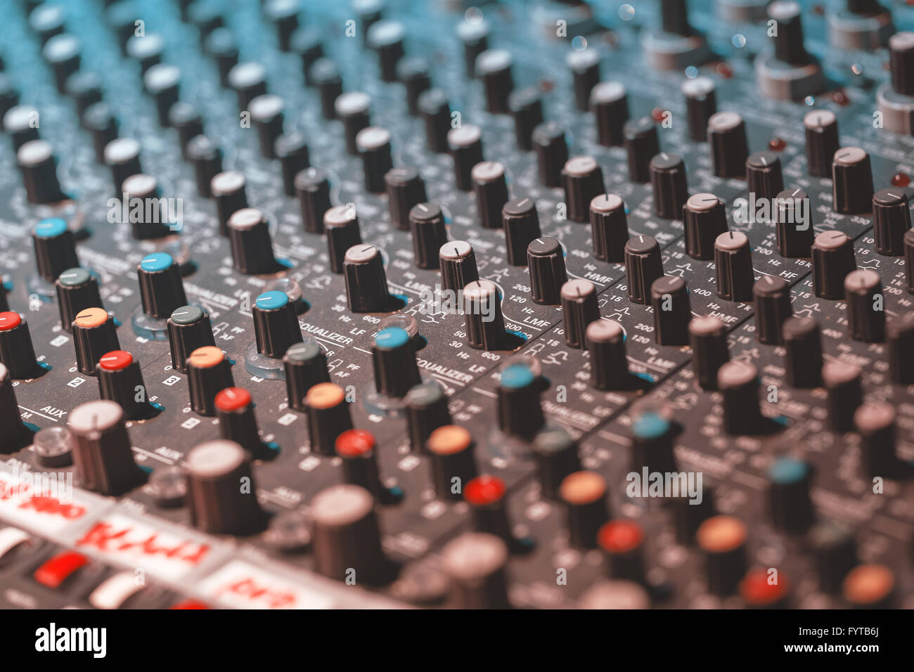 Sound recording equipment. Music mixer controls Stock Photo - Alamy