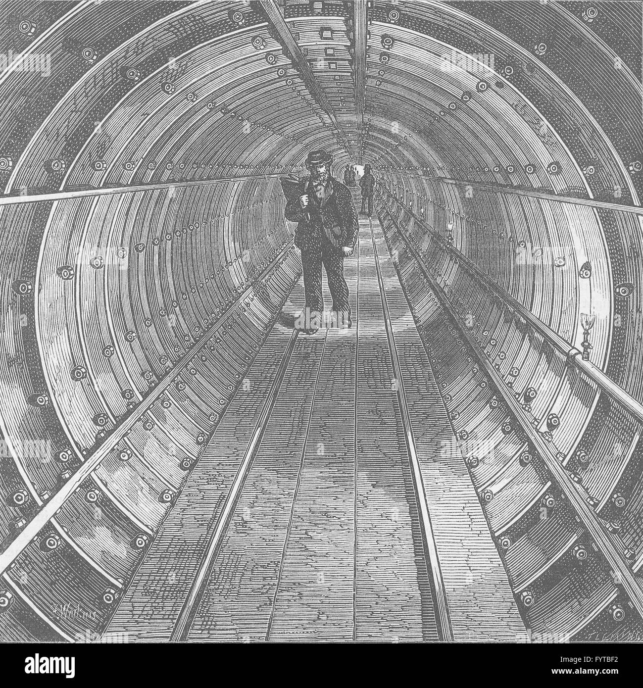 LONDON: The Tower subway, antique print c1880 Stock Photo - Alamy