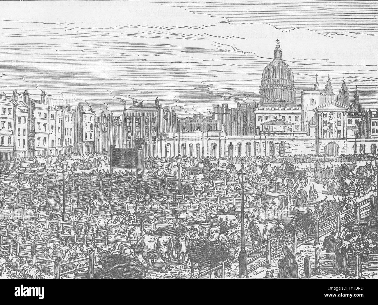 SMITHFIELD: Old Smithfield Market (1837). London, antique print c1880 ...