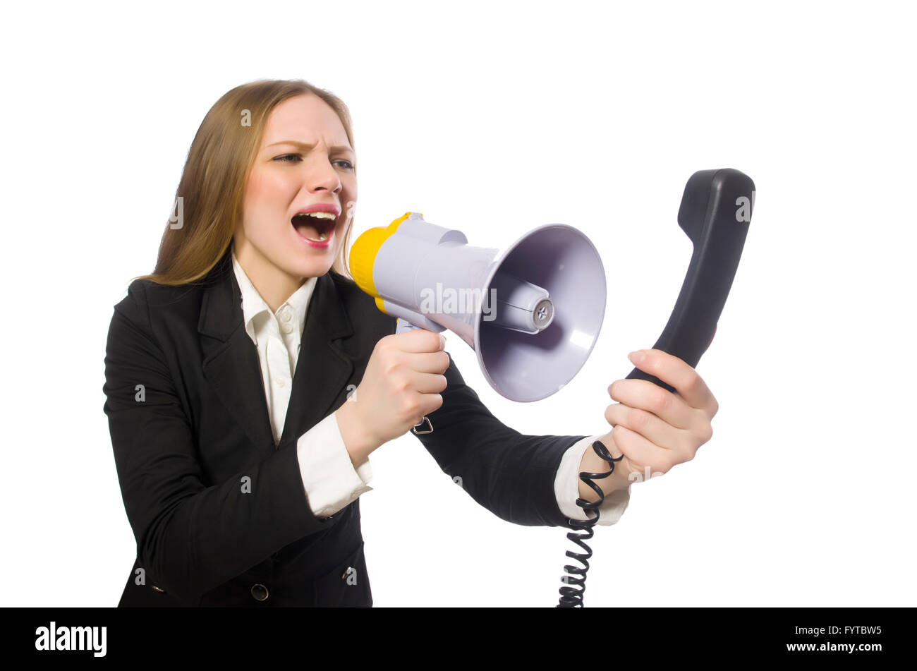 Angry businesswoman shouting worker Cut Out Stock Images & Pictures - Alamy