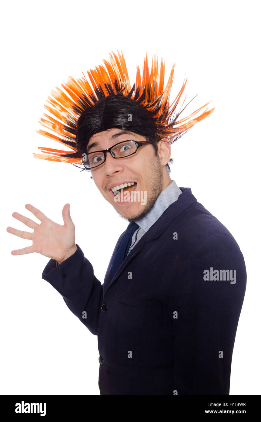 Funny man with mohawk hairstyle Stock Photo - Alamy
