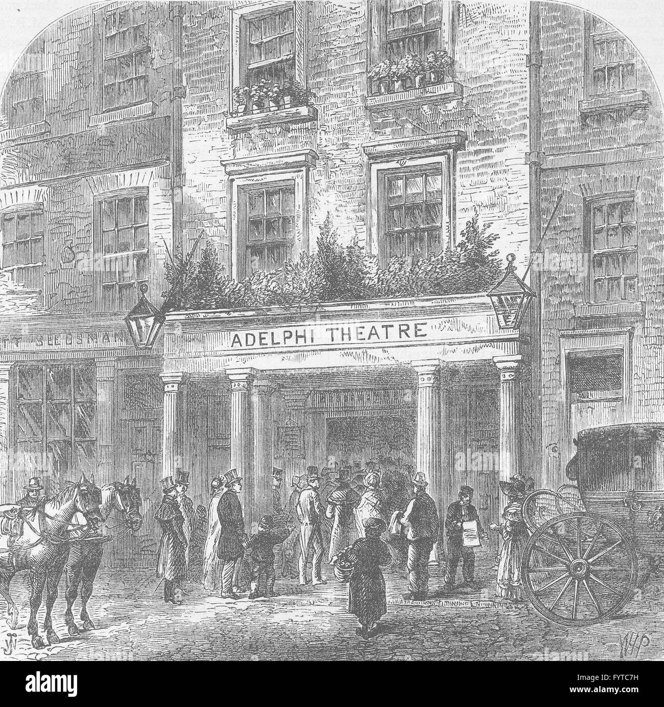 THE STRAND: The old Adelphi Theatre. London, antique print c1880 Stock ...